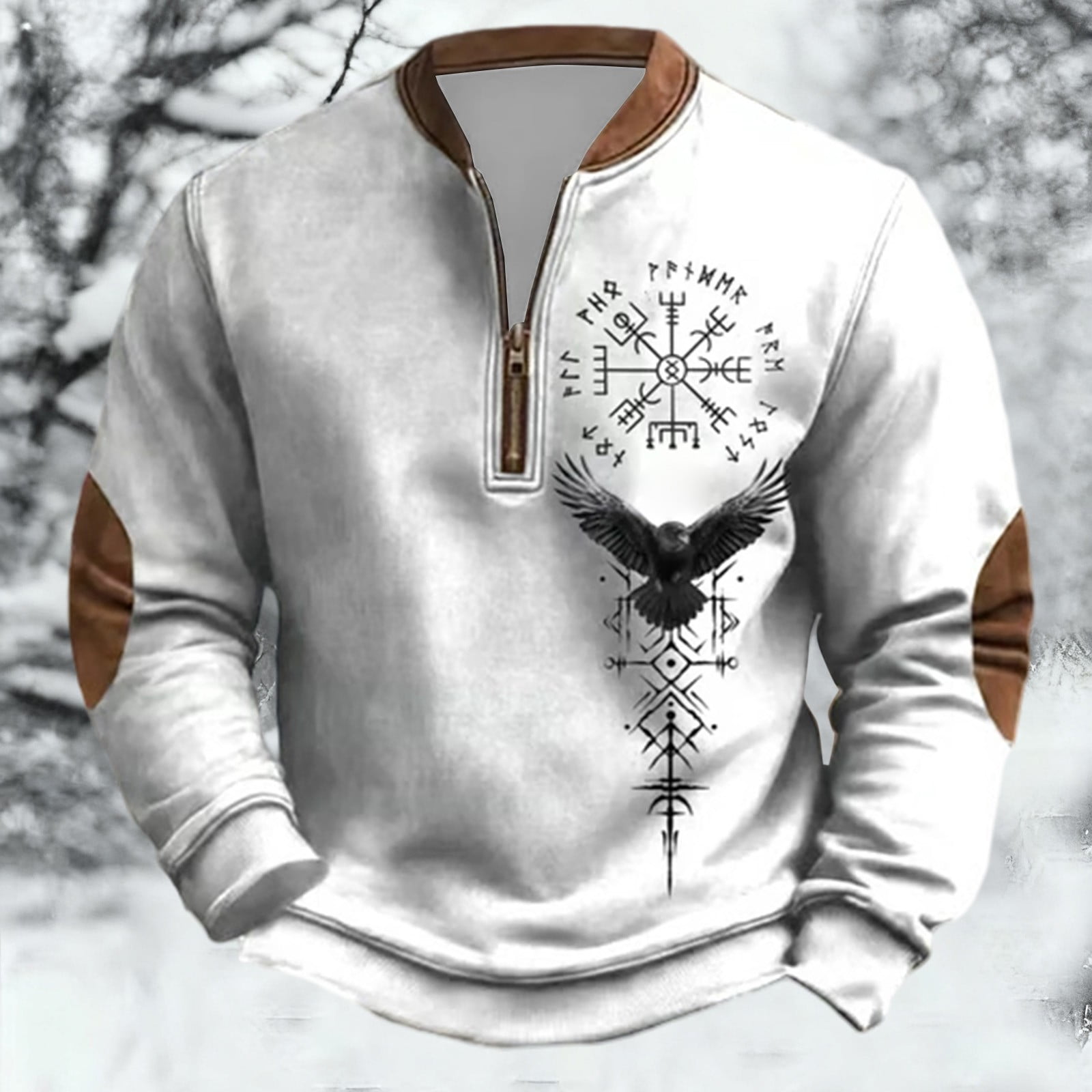 KANG Age Norse Mythology Midweight Pullover Sweater For With Half Zip ...