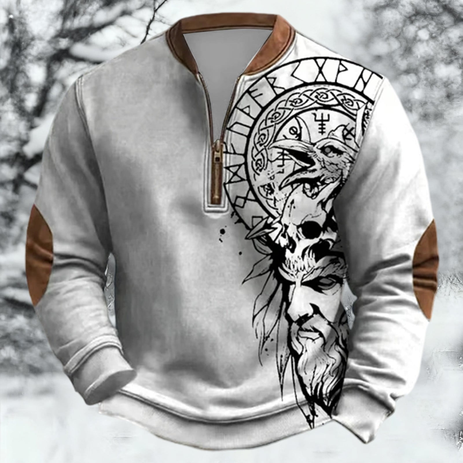 KANG Age Norse Mythology Midweight Pullover Sweater For With Half Zip ...