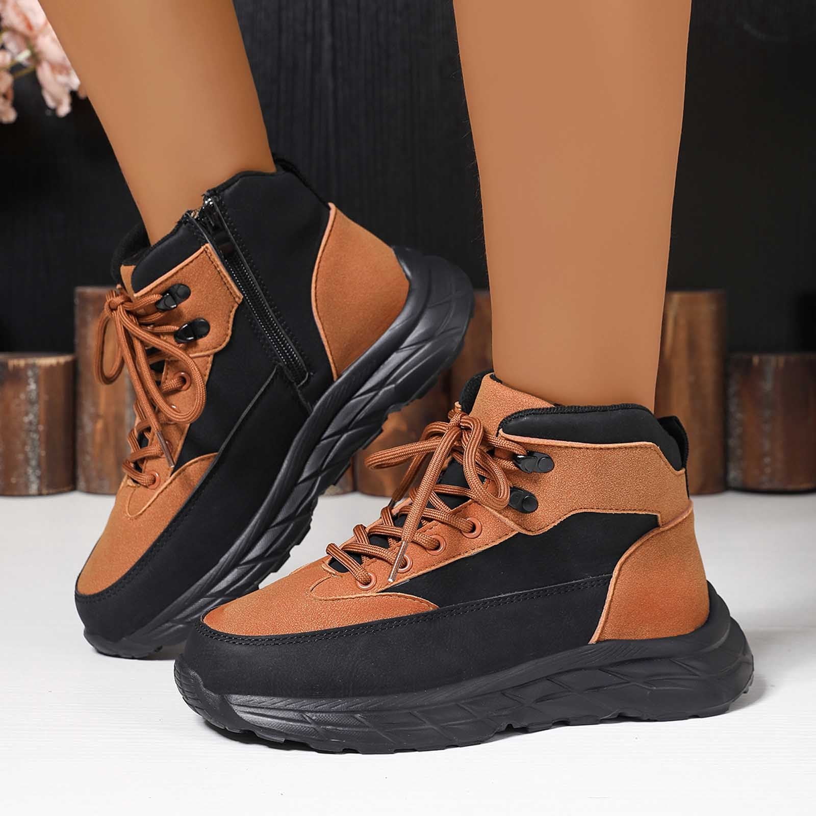 KANG Fashion Platform High Top Sneakers Comfortable Lace Up Leather ...