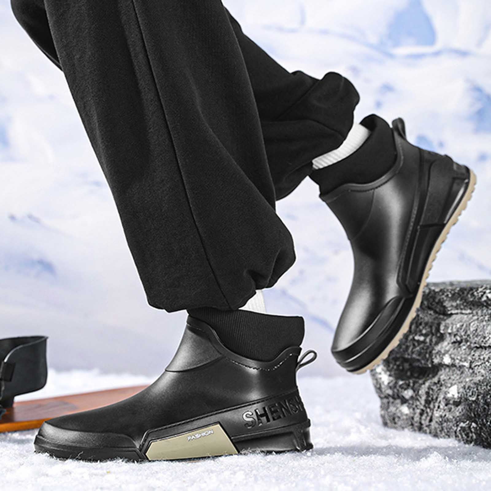 KANG Fashion Rain Shoes Stylish Short Ankle Slip Rubber Boots Versatile ...