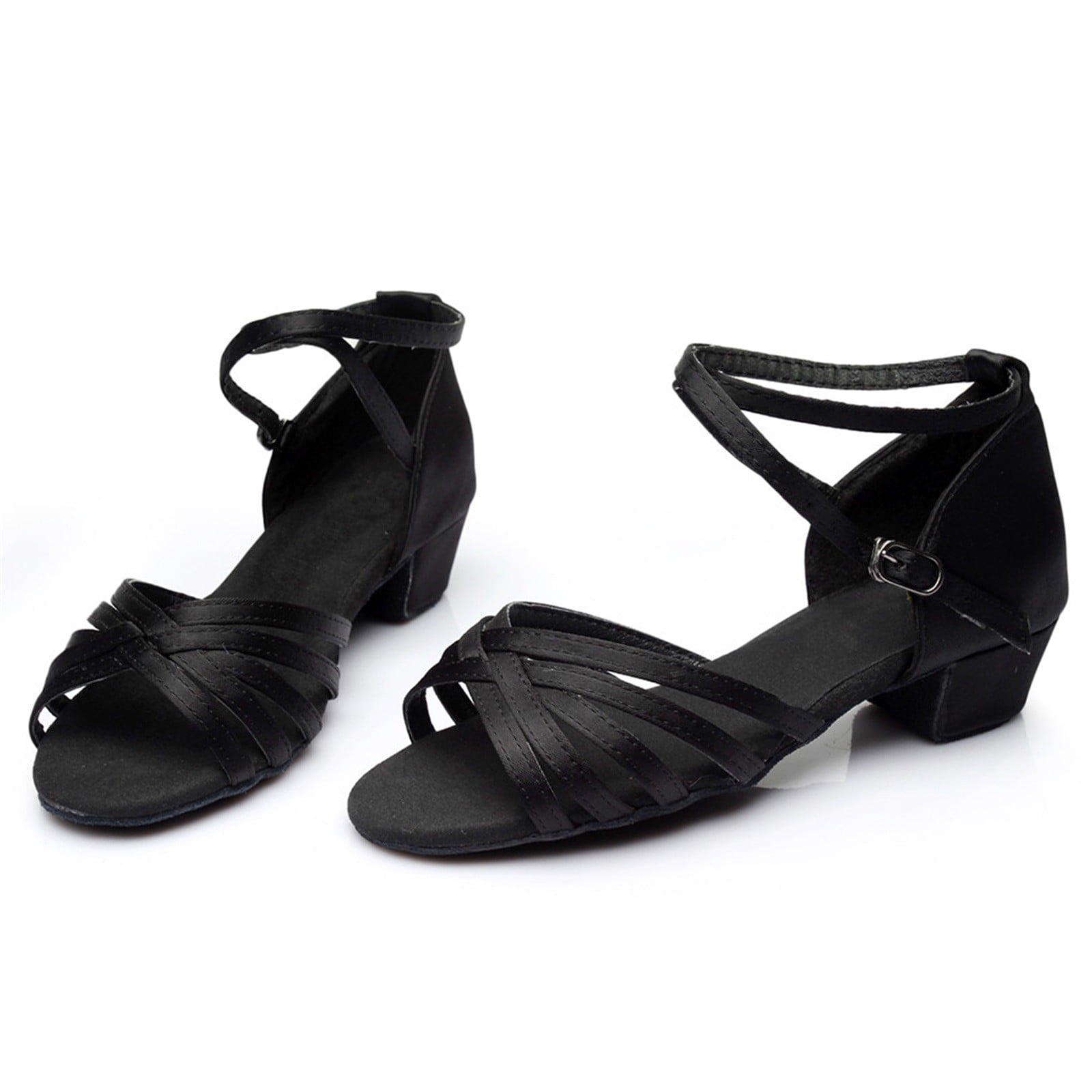 KANG Flat Heel Five Strand Braided Low Heel Strap Tango Dance Shoes ...