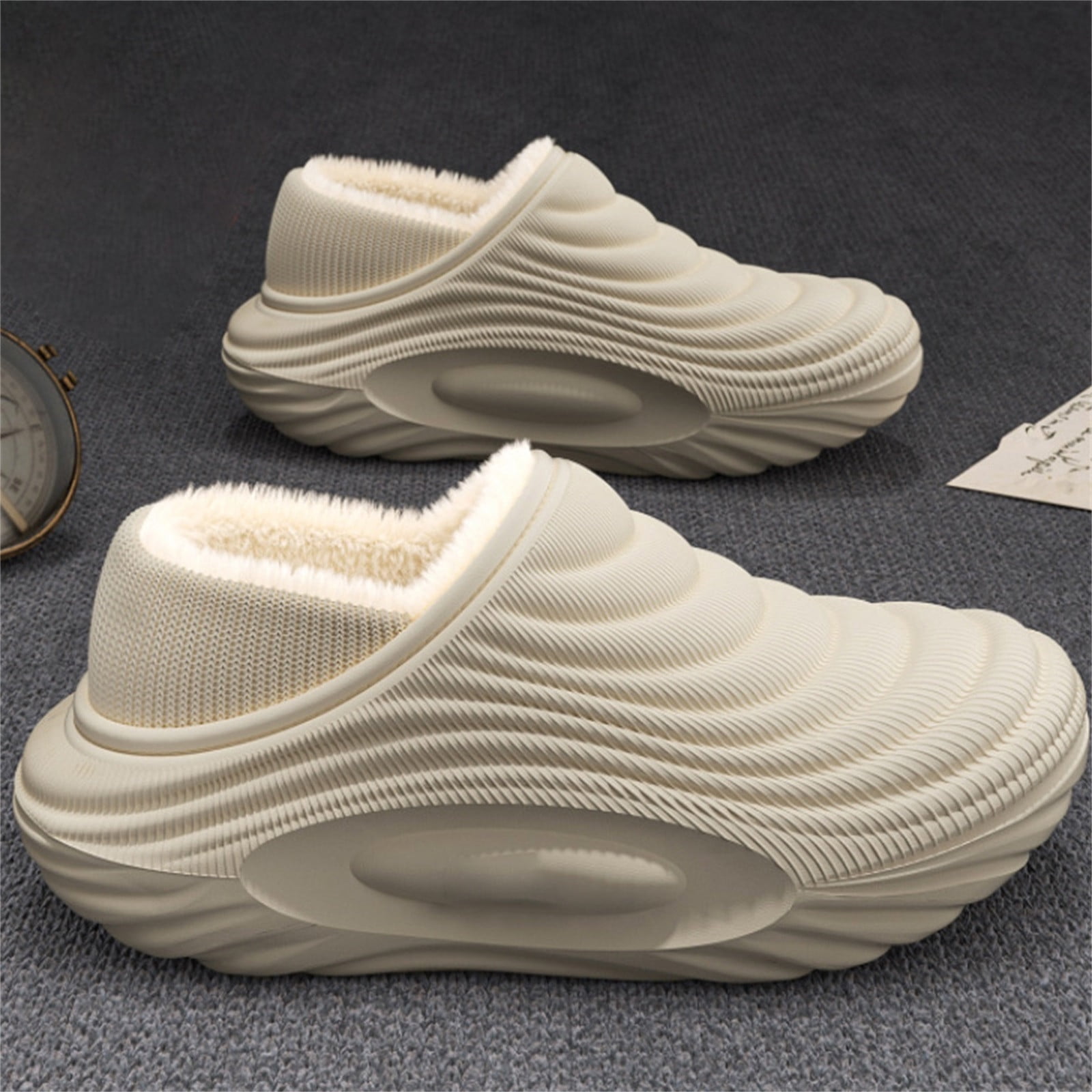 KANG Fleece Lined Slippers Indoor Outdoor Winter Shoes With Memory Foam ...