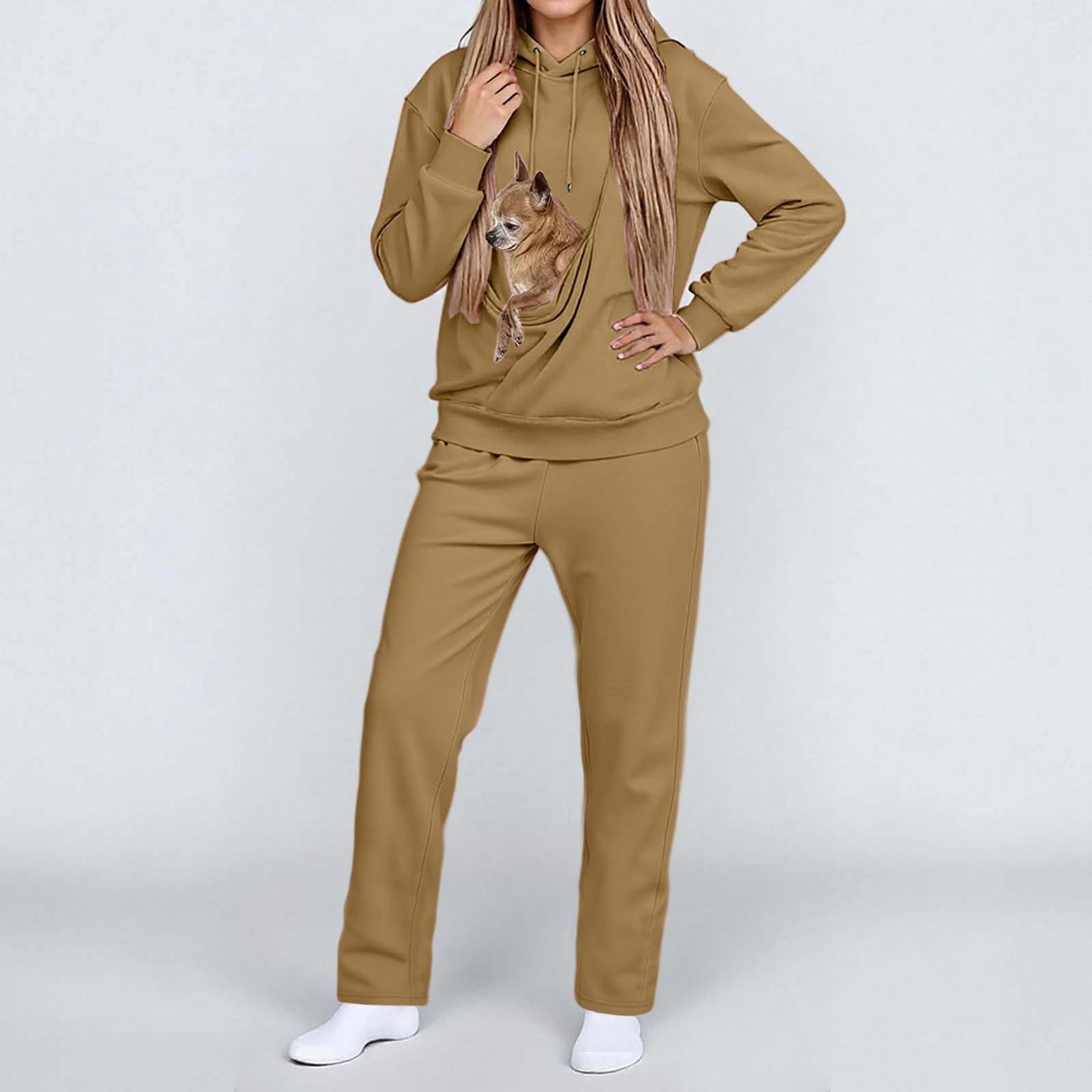 KANG Winter Hooded Tracksuit With Pocket And Pouch For Cats Cozy Fleece ...