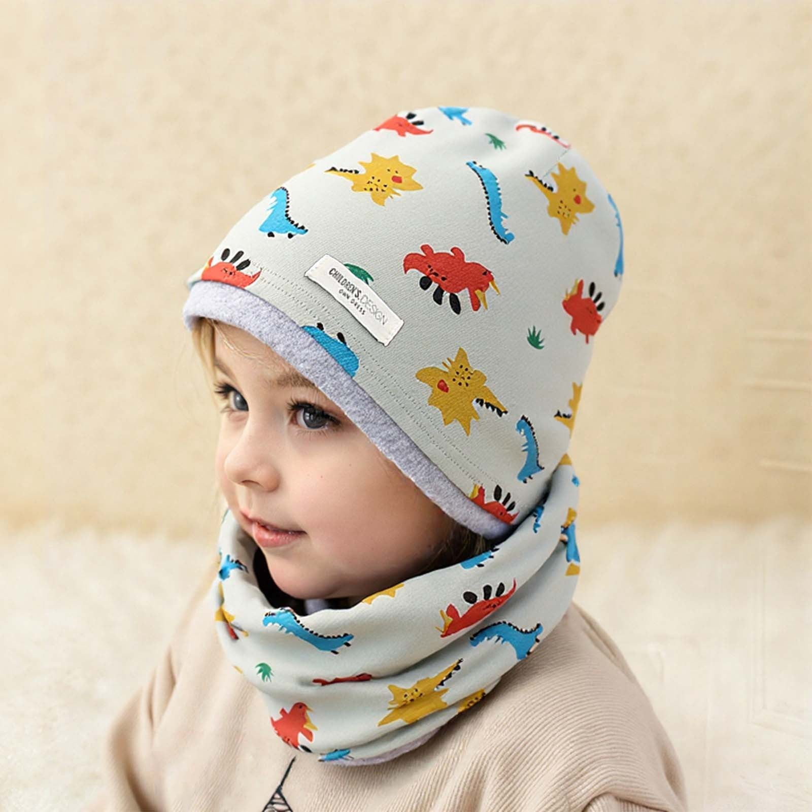 KANG Winter Kids Hat And Neck Warmer Double Layer Cute Scarf Combo For ...