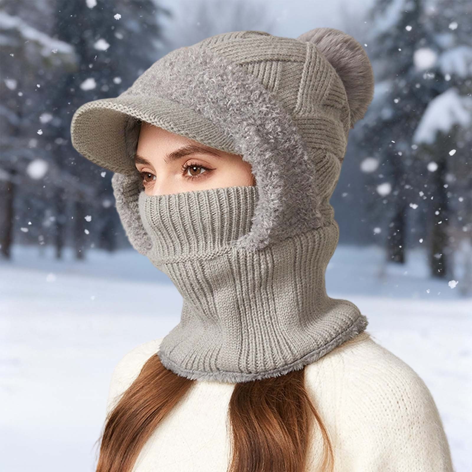 KANG Winter Knitted Hat With Ear And Face Outdoor Cycling Warm Scarf ...