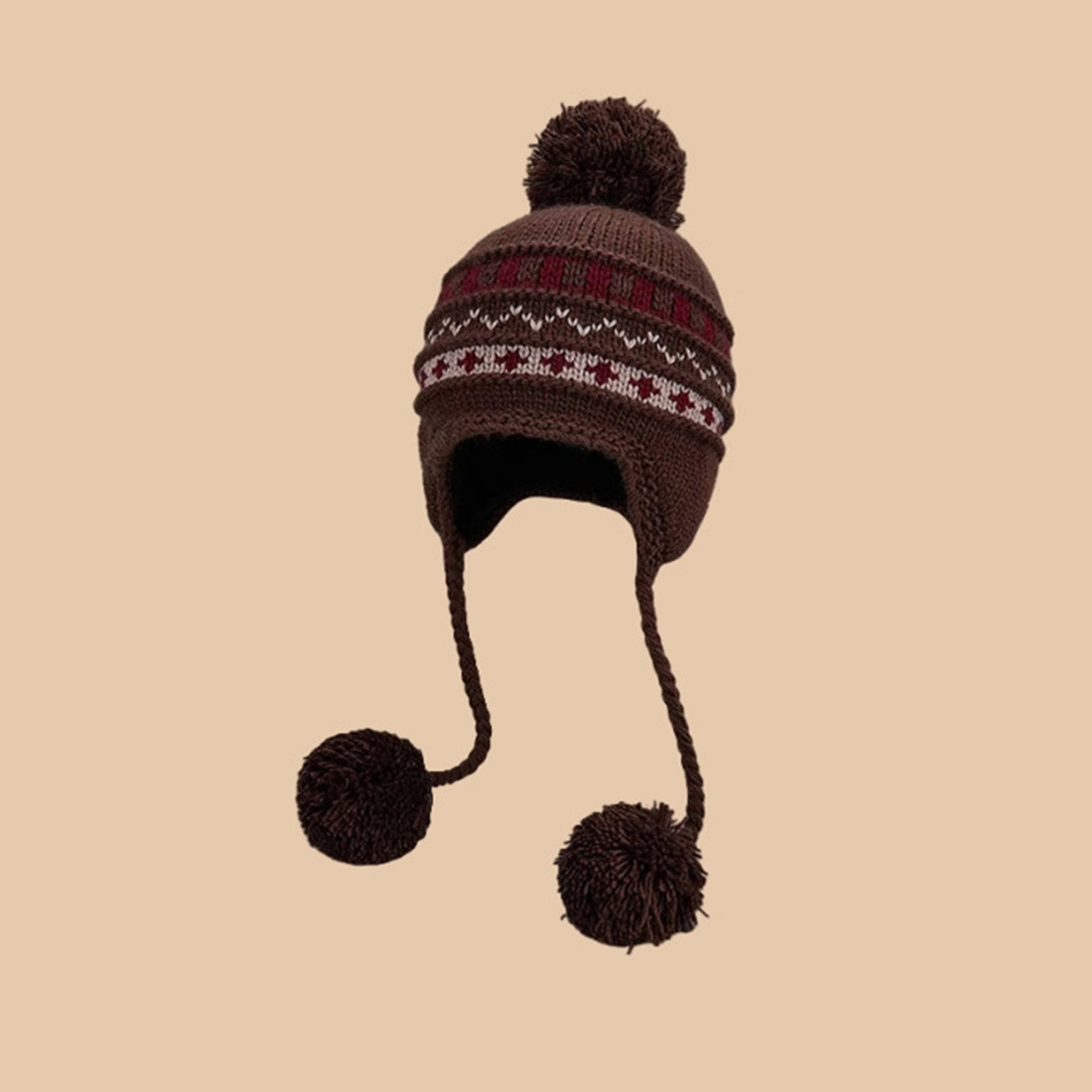 KANG Winter Knitted Hat With Ear And Tie Closure For Cold Weather ...