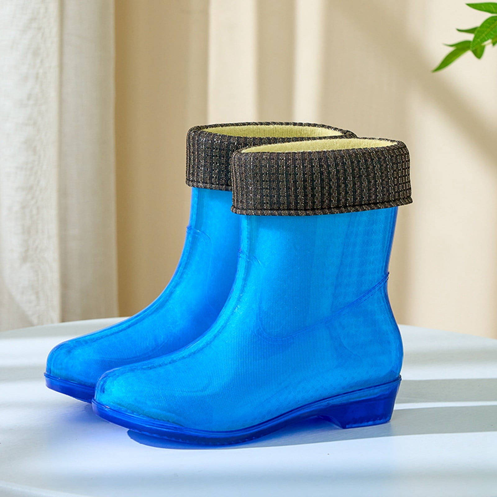 KANG Women's Mid Calf Rain Boots Fashionable Durable Jelly Shoes With ...