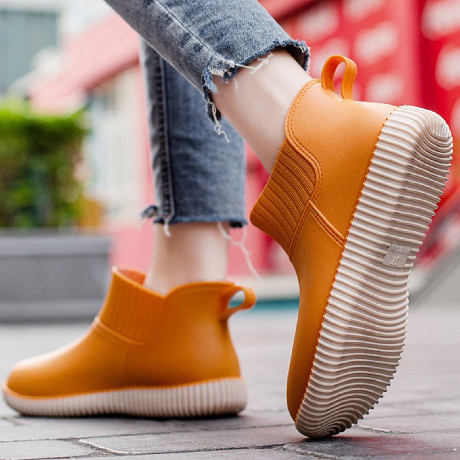 KANG Women's Rain BOOTS Fashionable Low Cut Rubber Boots Non Outdoor ...