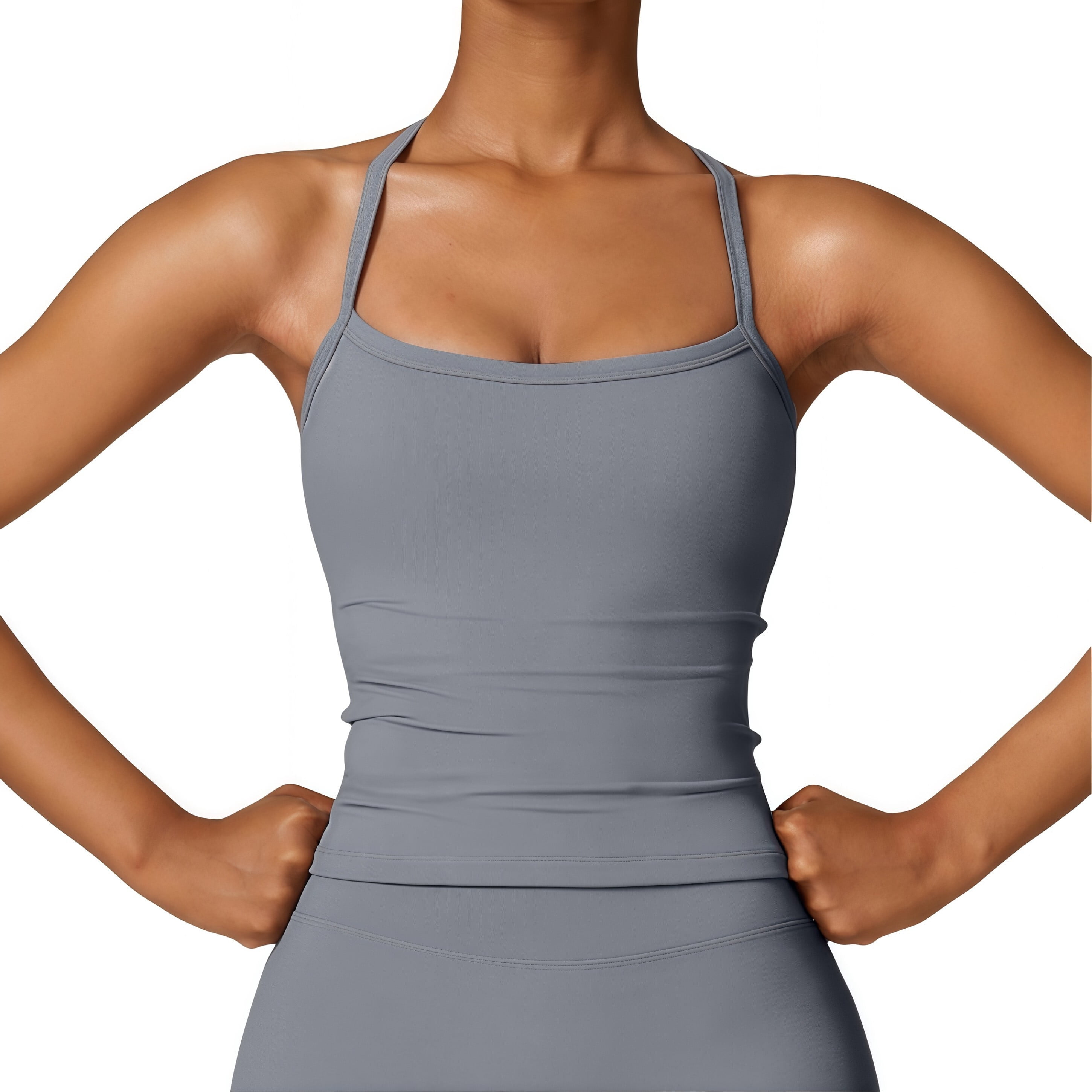 KANG Women's Strappy Stretch Sports Bra Longline Yoga Cross Tank Top ...
