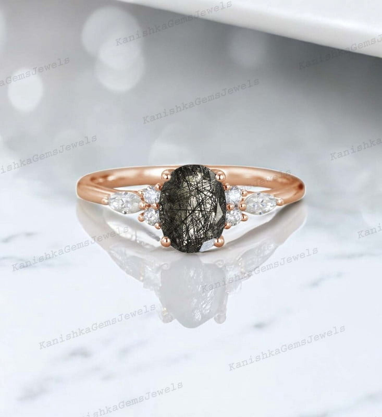 KANISHKAGEMS&JEWELS 2 Ct 8x6mm /Oval Cut Rutile Quartz Engagement Ring ...