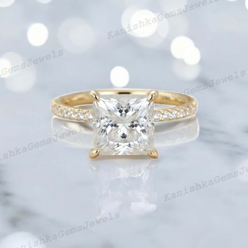 KANISHKAGEMS&JEWELS 2Ct 7mm / Princess Cut Moissanite Engagement Ring ...