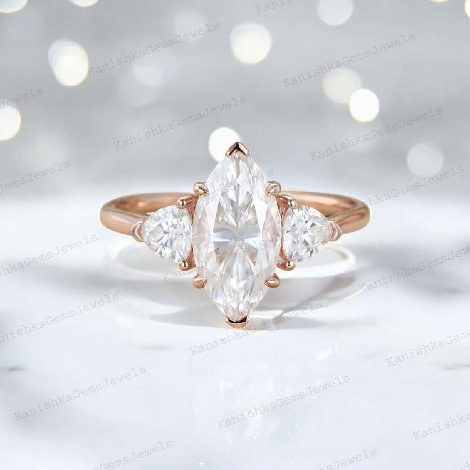 KANISHKAGEMS&JEWELS 2Ct 9x7mm / Marquise Cut Moissanite Engagement Ring ...
