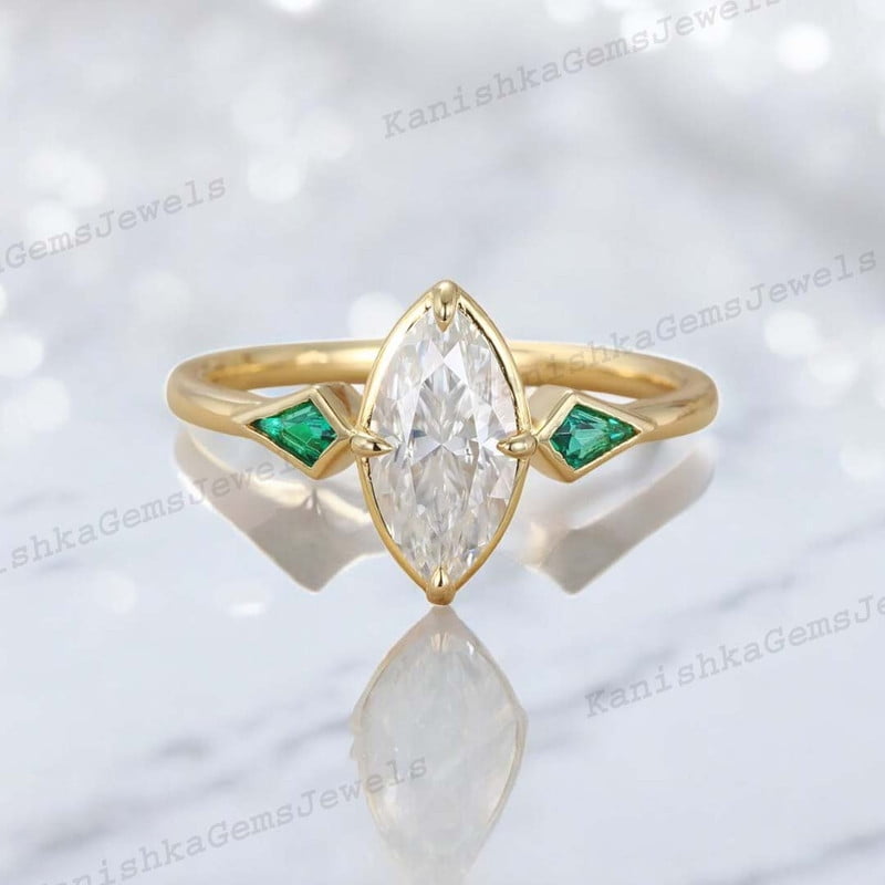 KANISHKAGEMS&JEWELS 2Ct 9x7mm /Marquise Cut Moissanite Engagement Ring ...