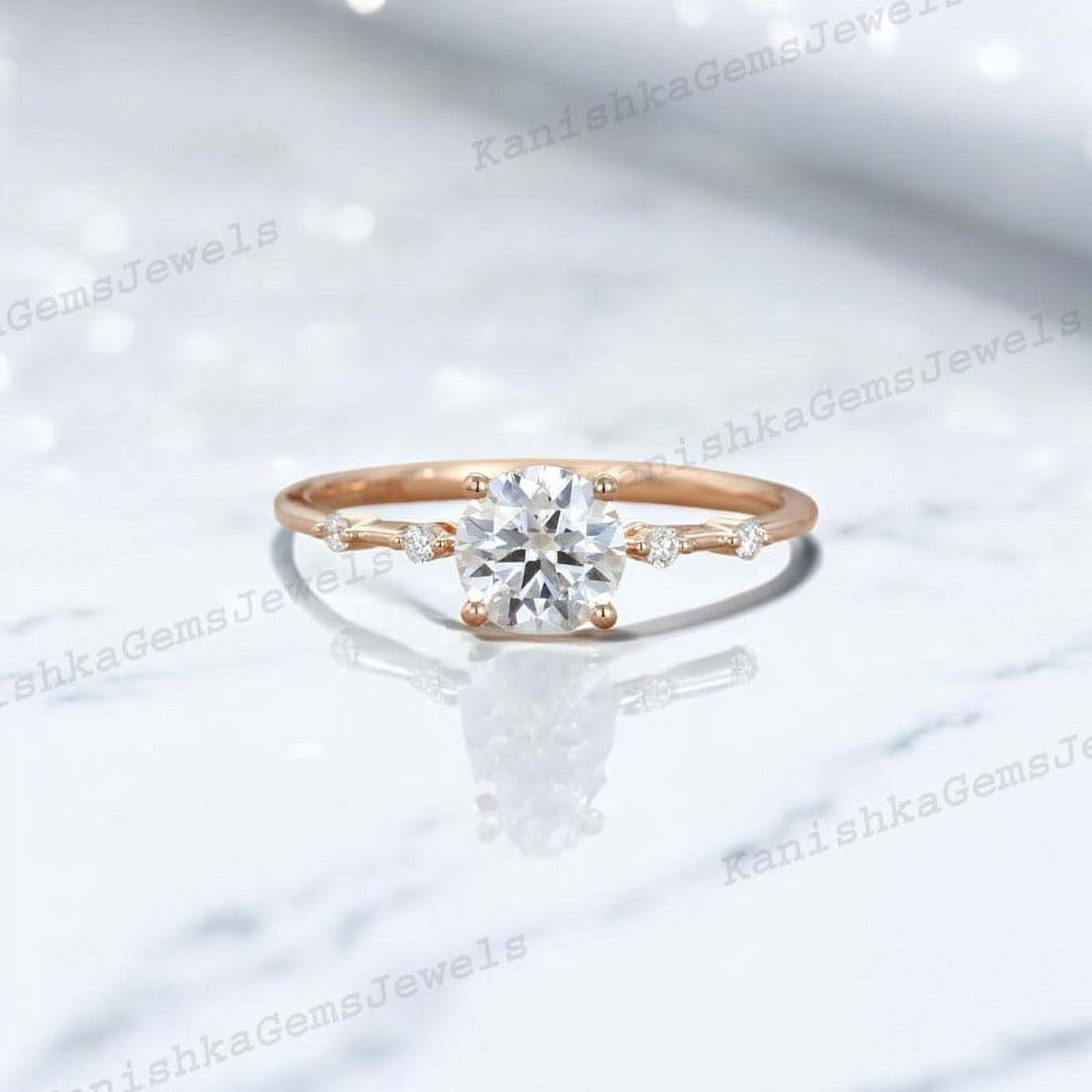 KANISHKAGEMS&JEWELS 6 mm / 1 Ct Round Shape Moissanite Engagement Ring ...