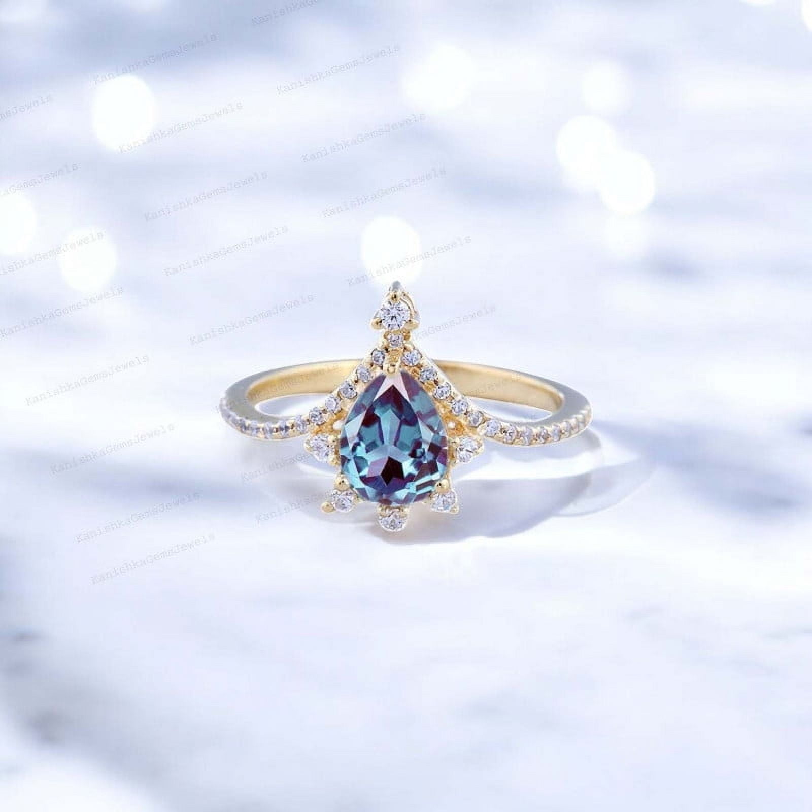 KANISHKAGEMS&JEWELS 7x5MM / 2Ct Pear Cut Alexandrite Promise Ring CZ ...