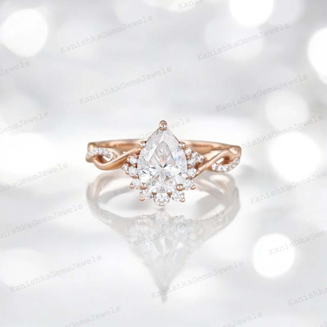 KANISHKAGEMS&JEWELS 7x5MM / 2Ct Pear Moissanite Engagement Ring CZ ...