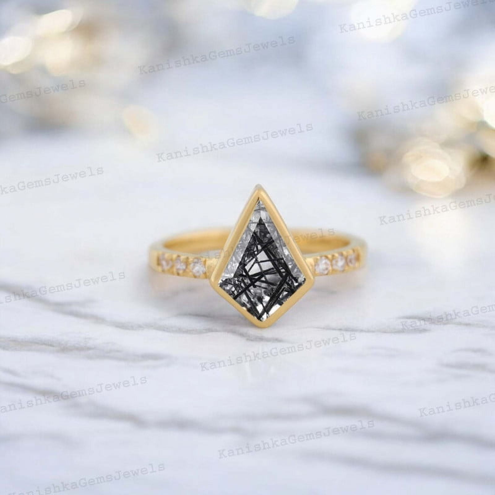 KANISHKAGEMS&JEWELS 9x5 mm / 1.5 Ct Kite Shape Black Rutilated Quartz ...