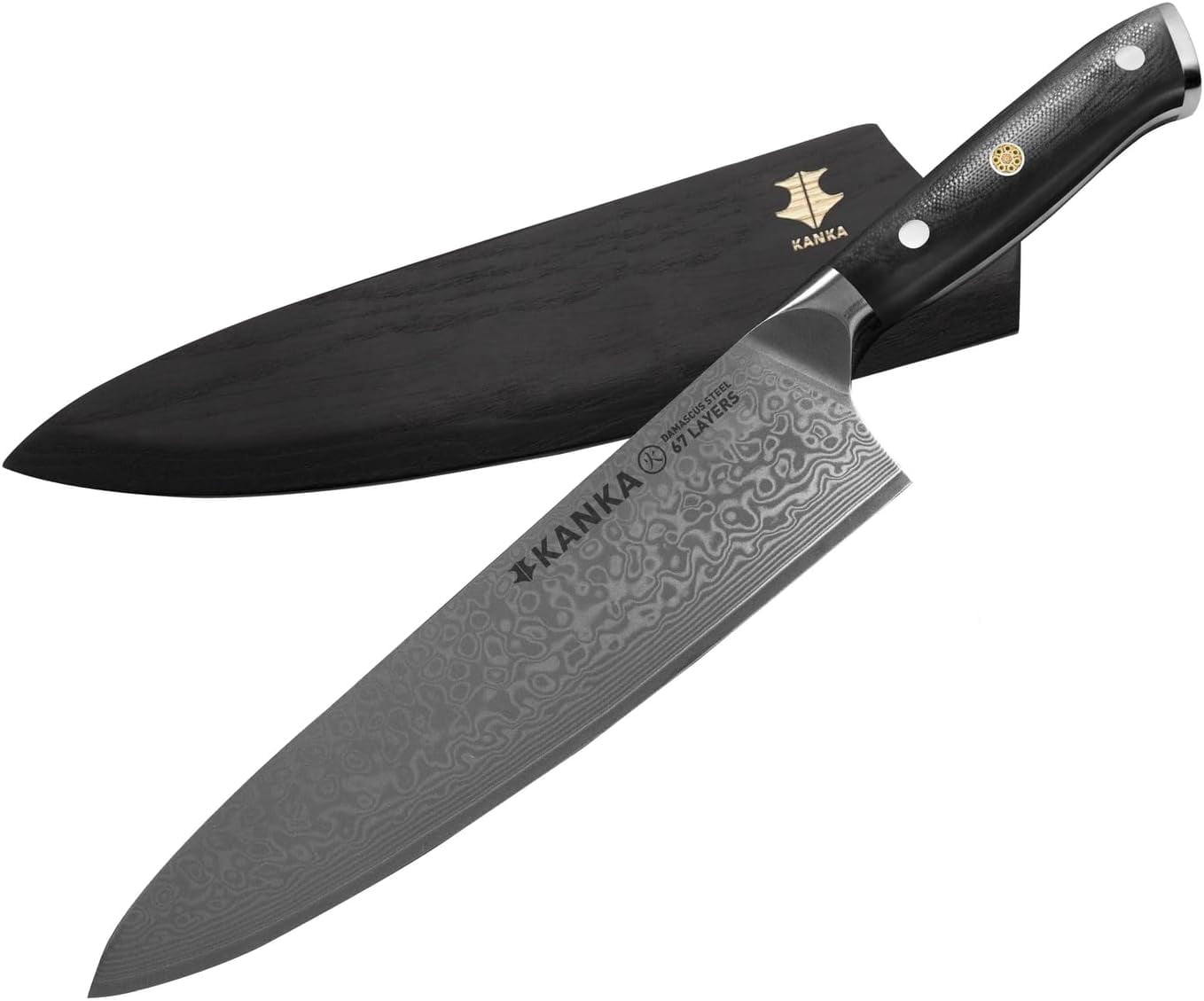 KANKA 10-inch 67 Layers Damascus Steel Profesional Chef Knife - Extra Long, G10 Black Fiberglass ...