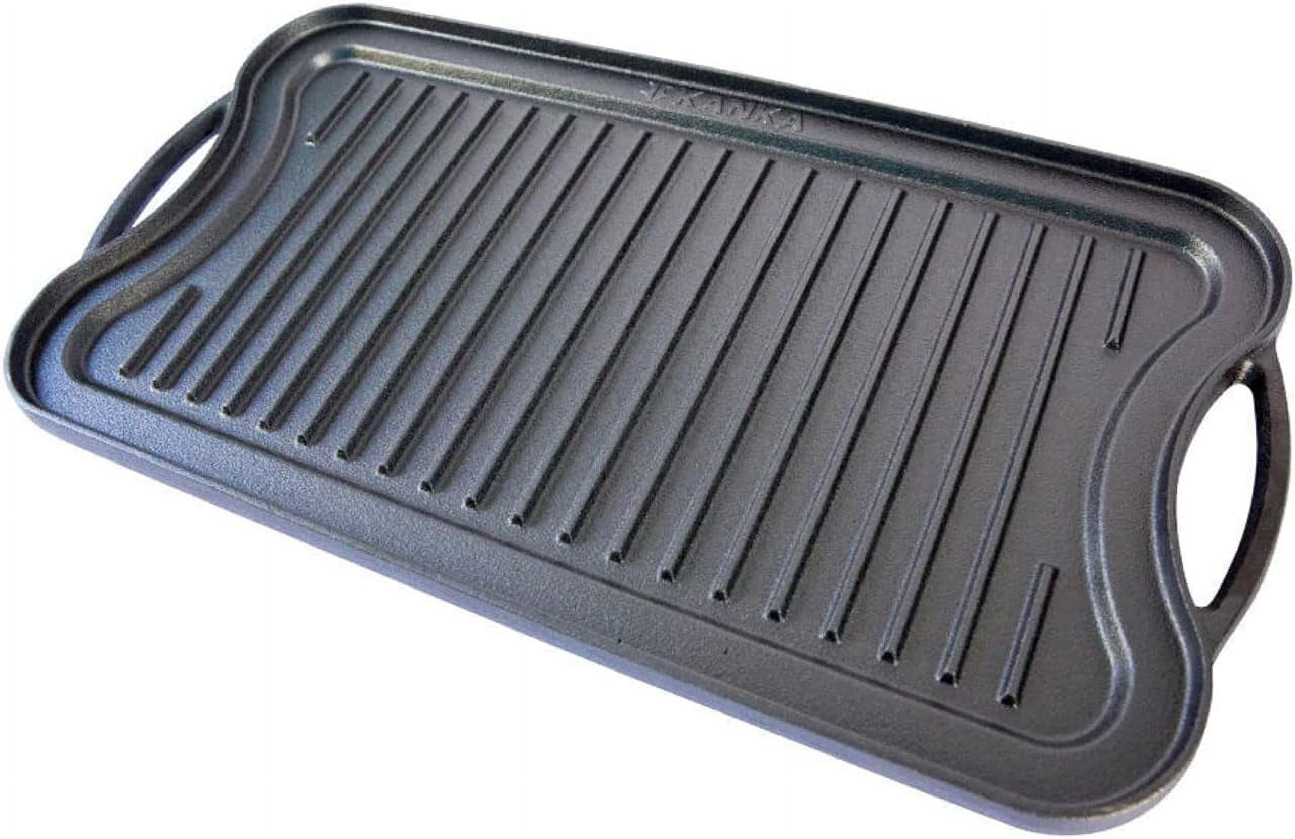 KANKA Cast Iron Griddle - 19.7in X 10.23in, Pre-seasoned, Rectangular ...