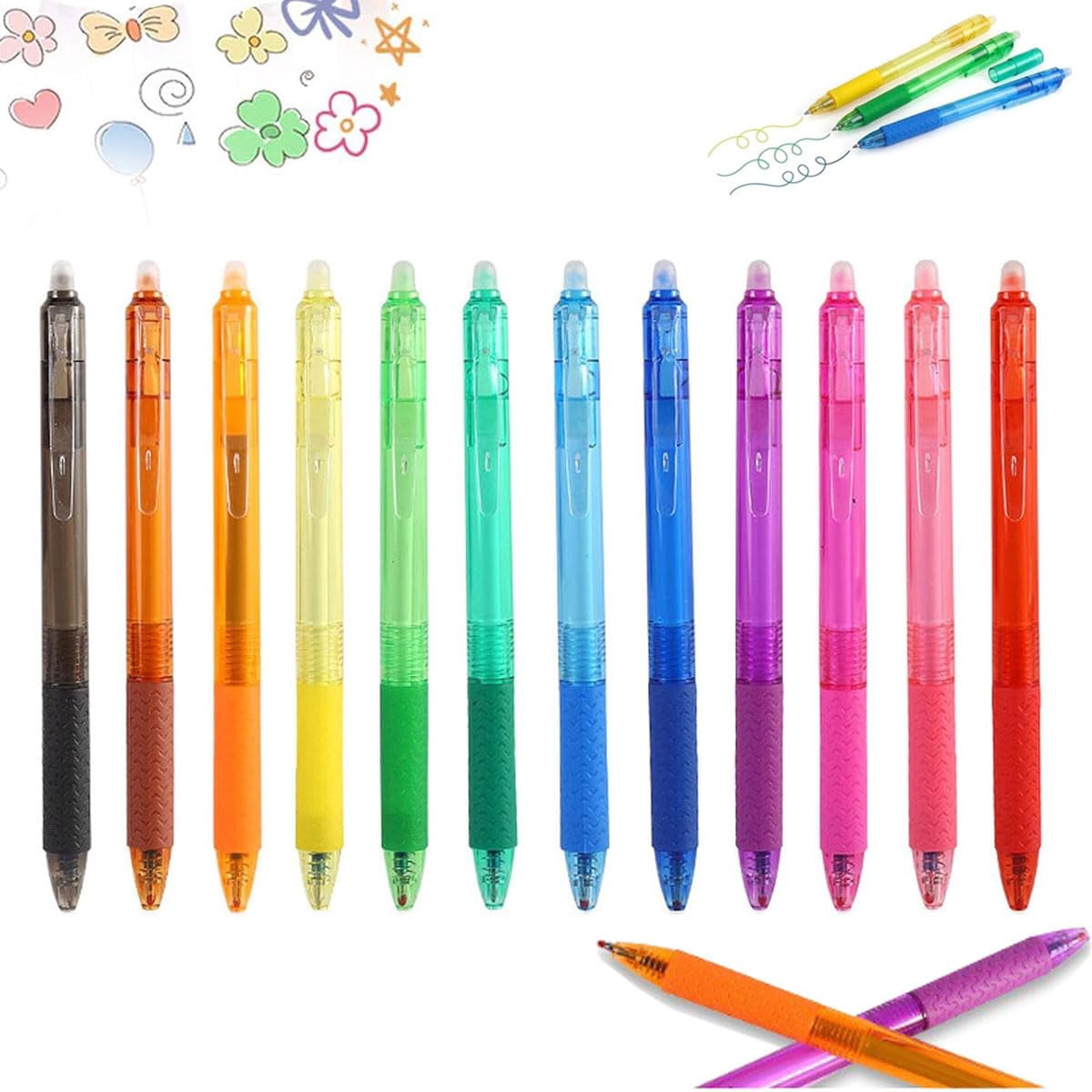 KANOHENO Multi-color Erasable Gel Pens 12 PCS,0.02in FinePoint ...