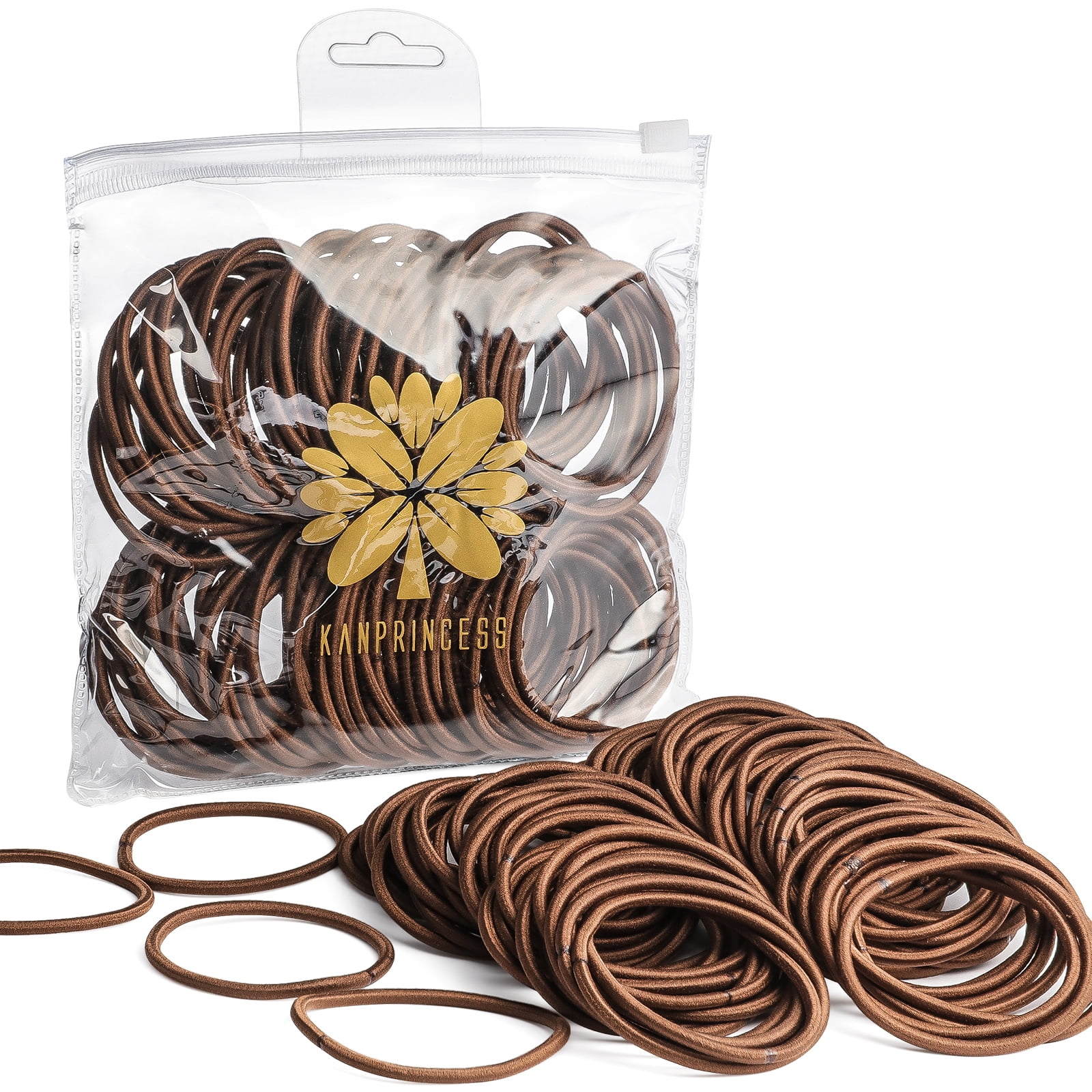 KANPRINCESS 100PCS Brown Hair Ties For Thick Hair, Ponytail Holders ...