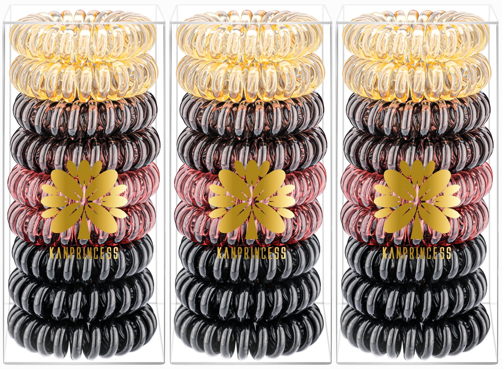 KANPRINCESS 27 PCS Spiral Hair Ties, Non-Tangle, Waterproof for Thick ...