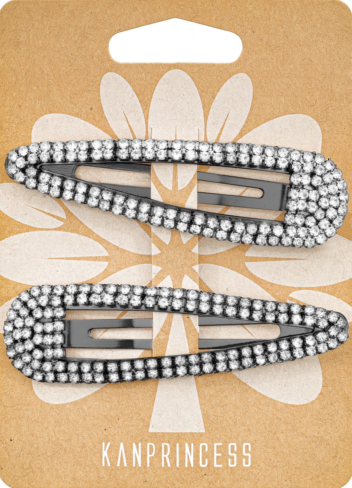 KANPRINCESS 2Pcs 3.1Inch Rhinestone Hair Clips,Snap Hair Clips,Black ...