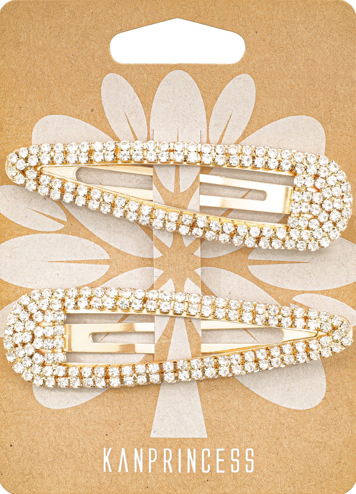 KANPRINCESS 2Pcs 3.1Inch Rhinestone Hair Clips,Snap Hair Clips,Gold ...