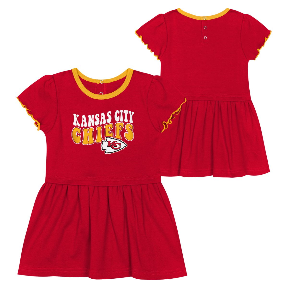 KANSAS CITY CHIEFS Toddler Primry Color Blend Dress Ruffle Sleeve ...