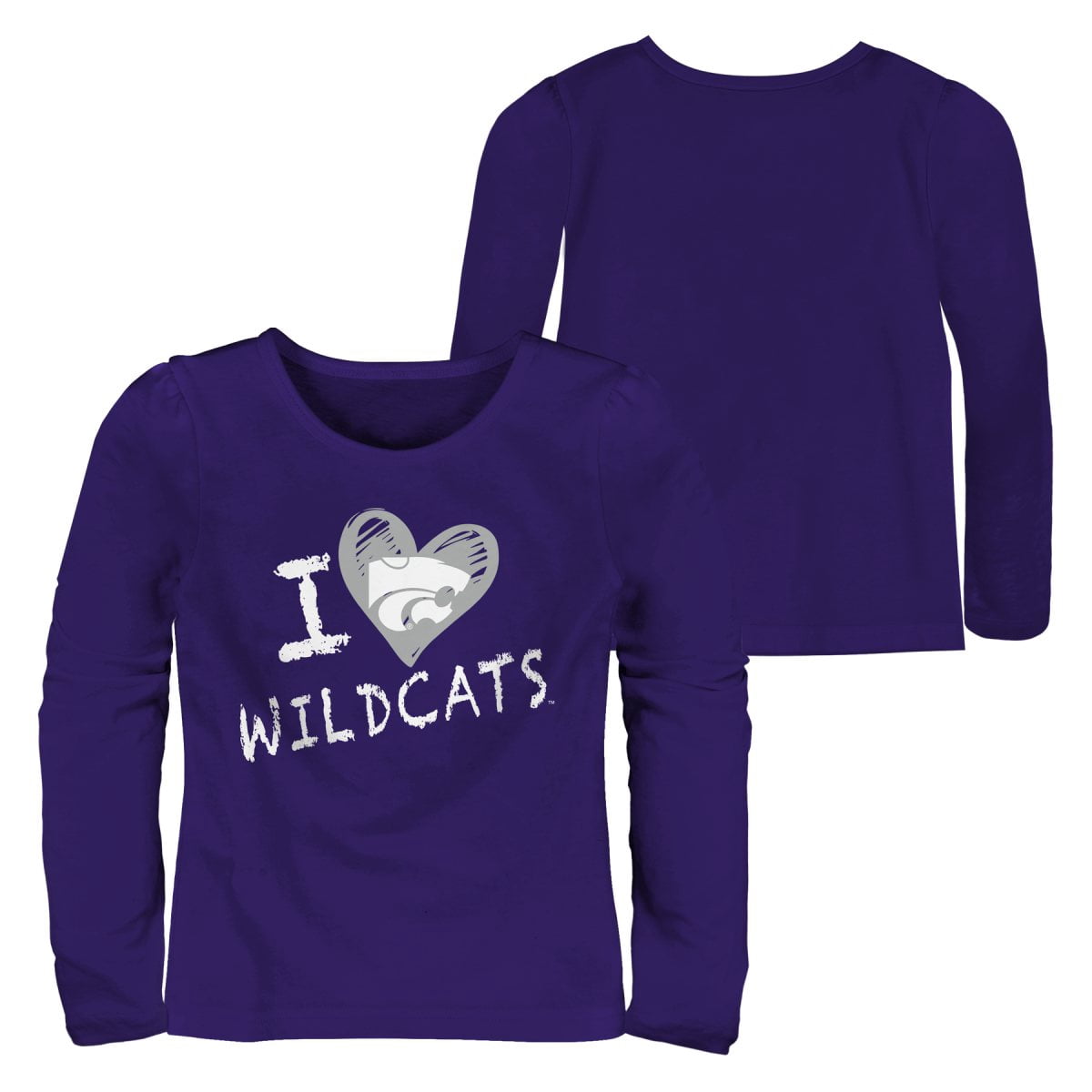 KANSAS STATE Toddler Primry Color Cotton LS TEE I Heart - Walmart.com