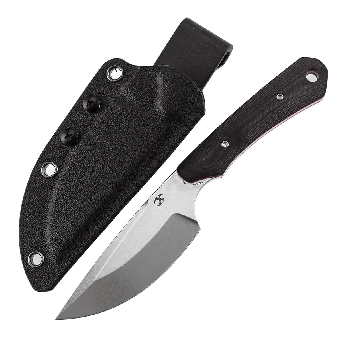 Kansept Flank Fixed Blade Knife,3.69'' D2 Steel Black and Red G10 ...
