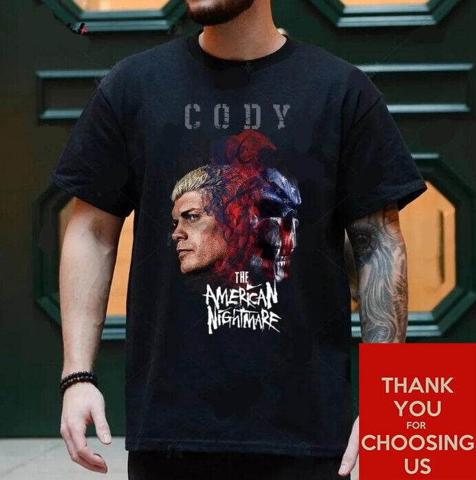 USA Skull Cody Rhodes Patriotic Shirt Cotton Black Full Size Unisex T ...