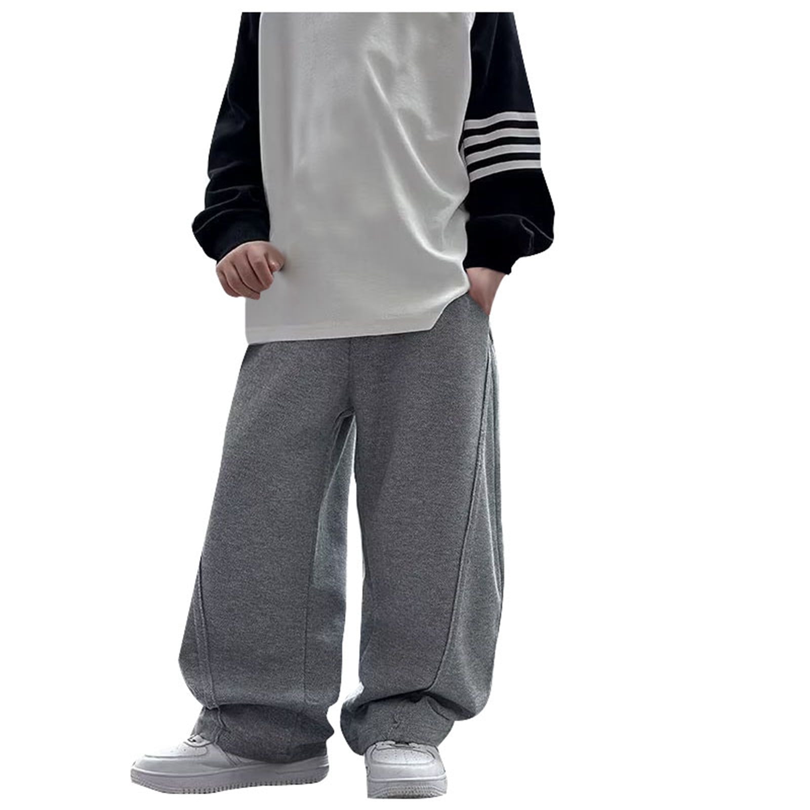 KAOOCXU Boy Girl New Trousers Solid Color Big Boys Wide Leg Casual ...
