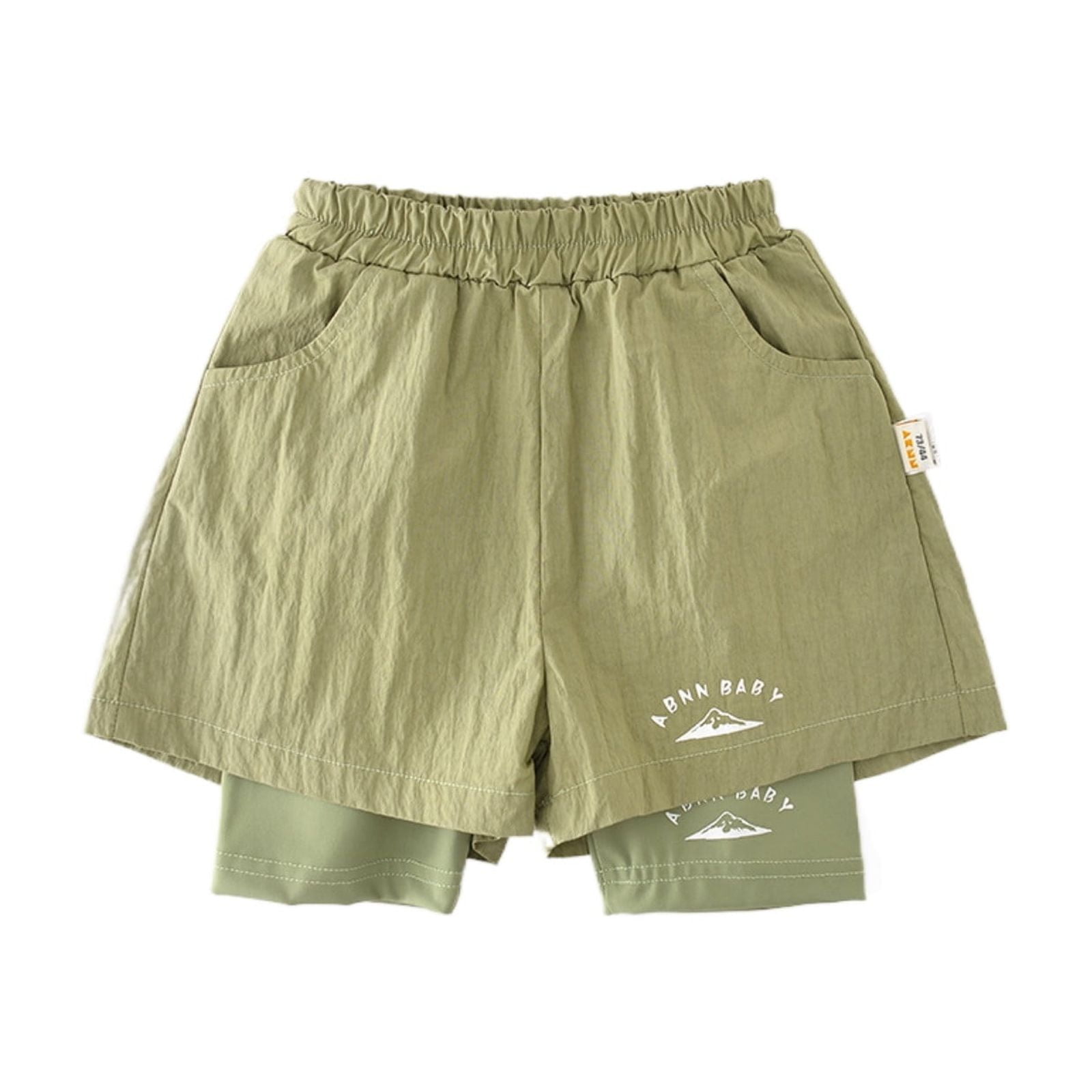 KAOOCXU Boy Versatile Trousers Solid Color Cotton Letter Shorts Middle ...