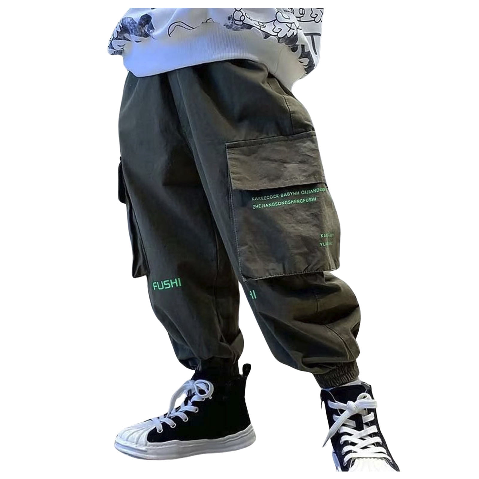 KAOOCXU Simple Trousers For Boy Solid Color Big Boys Cargo Pants ...