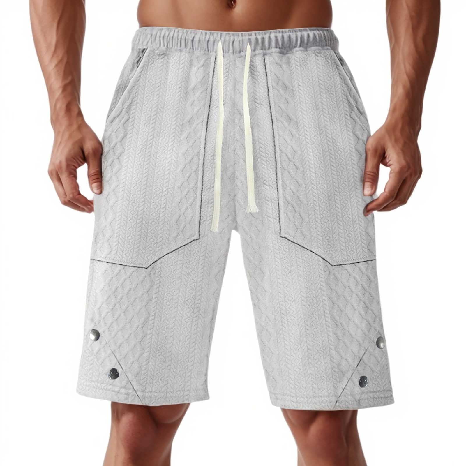 KAOOCXU Summer New Shorts For Men Solid Color Jacquard Casual Shorts ...