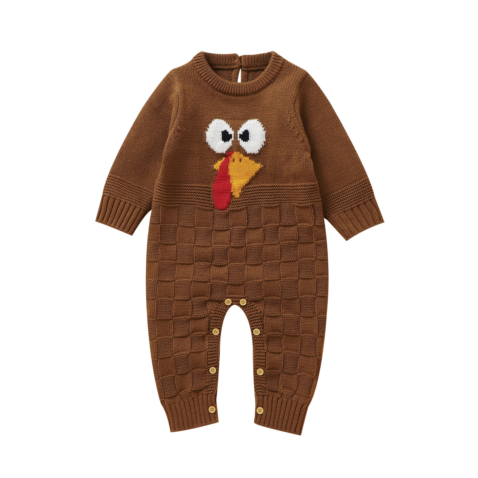 KAOOCXU Toddler Baby Boy Girl Thanksgiving Sweater Romper Turkey Long Sleeve Crewneck Knit ...