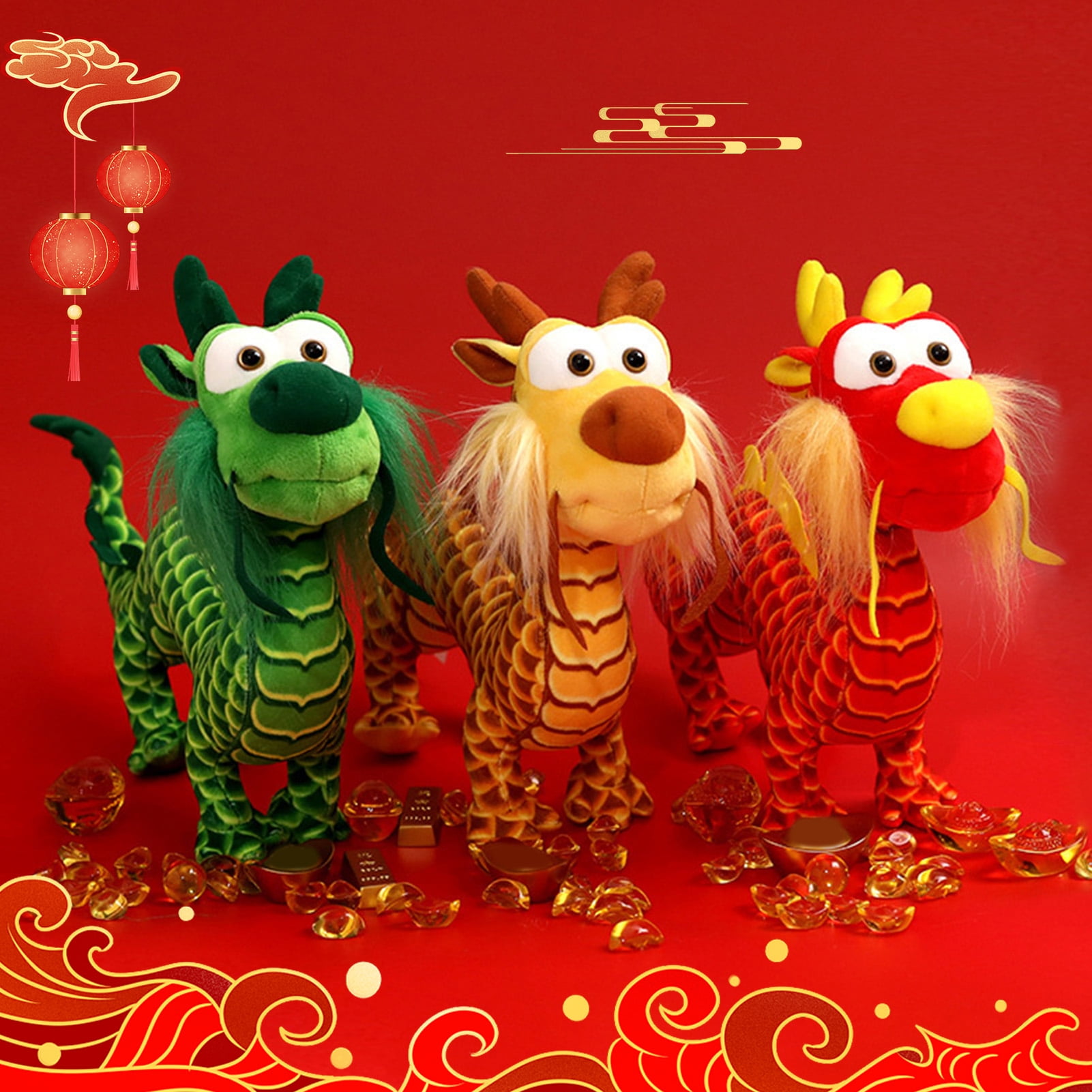 KAOU Year of 2024 Dragon Mascot Plush Doll Soft Stuffed Animal Doll 3D Standing Posture Chinese ...