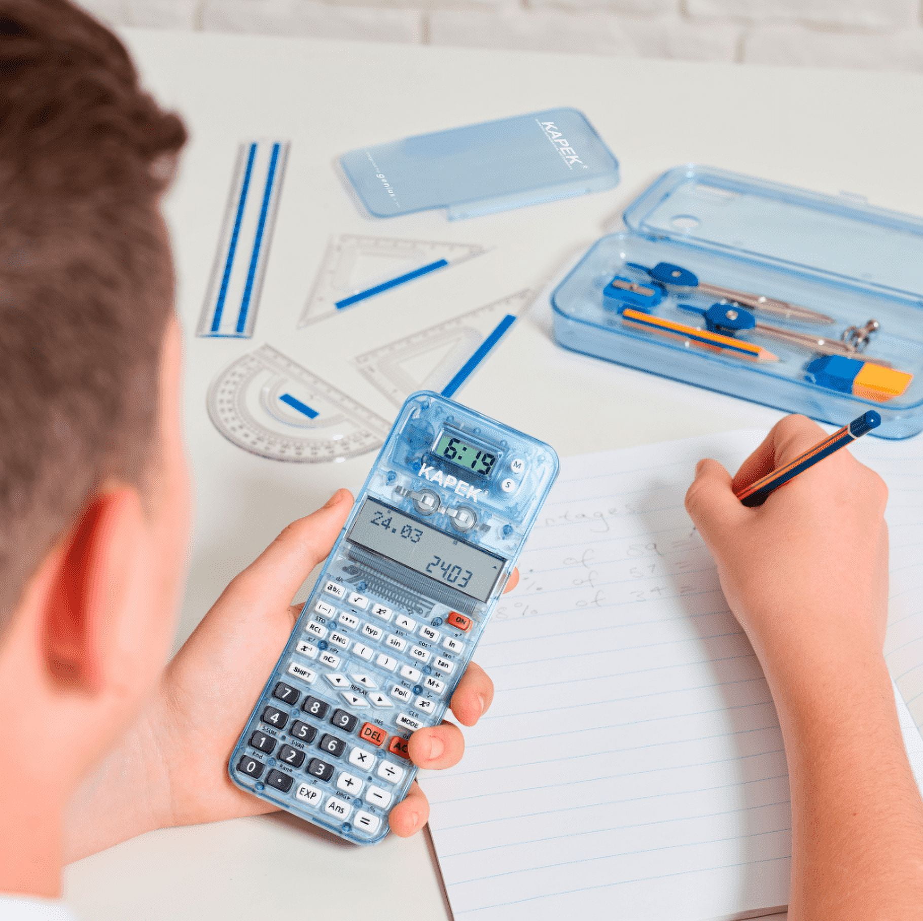 KAPEK Scientific Calculator Math Set, 2-Line Display, Geometry Tools ...