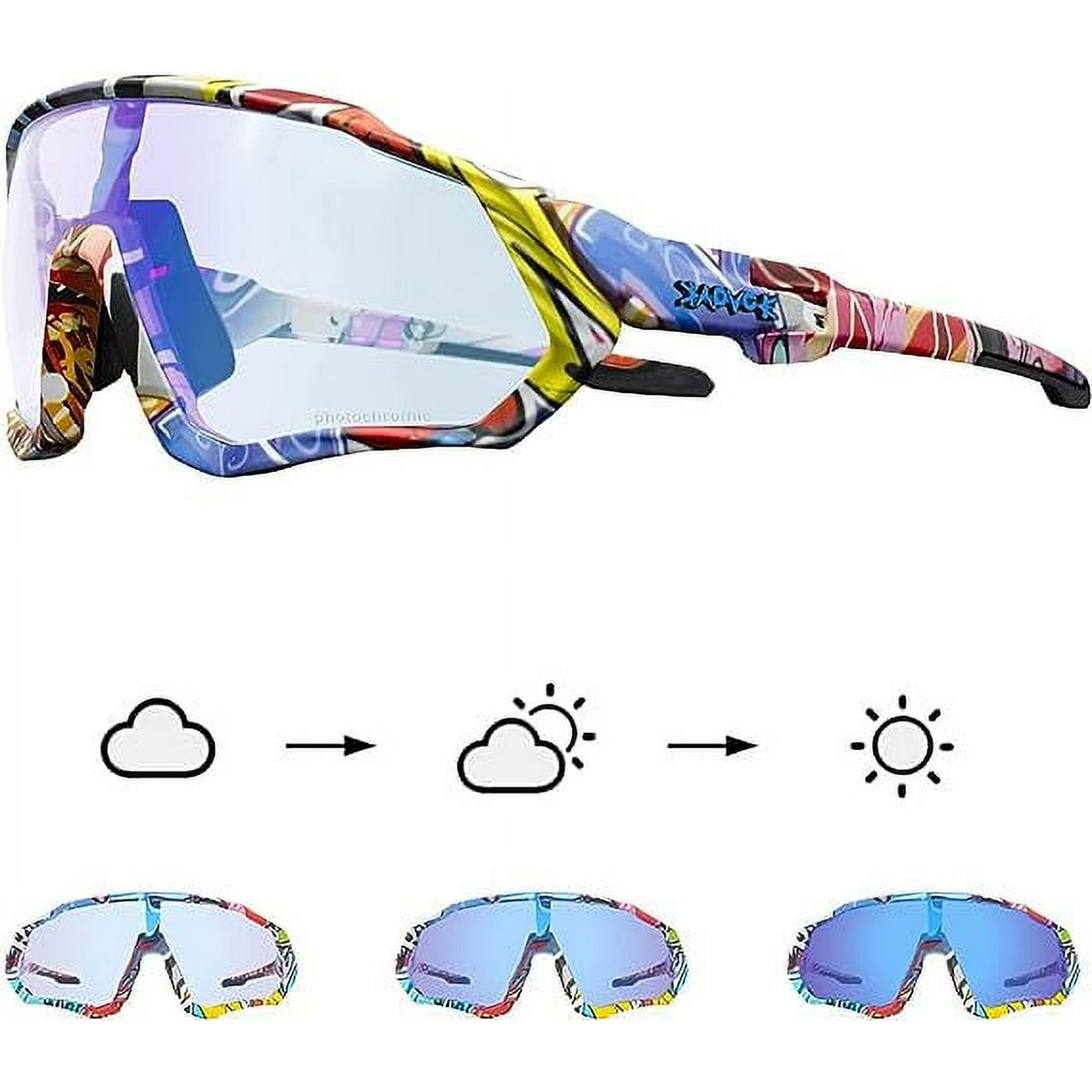 KAPVOE Photochromic Cycling Glasses Men Women Mountain Bike Sunglasses ...