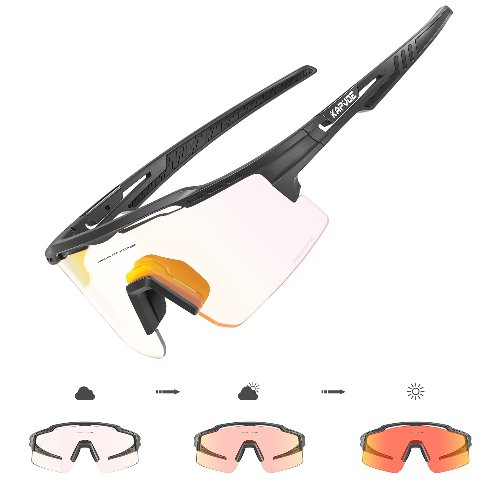 KAPVOE Photochromic Cycling Glasses Mountain Bike Sunglasses Clear MTB ...