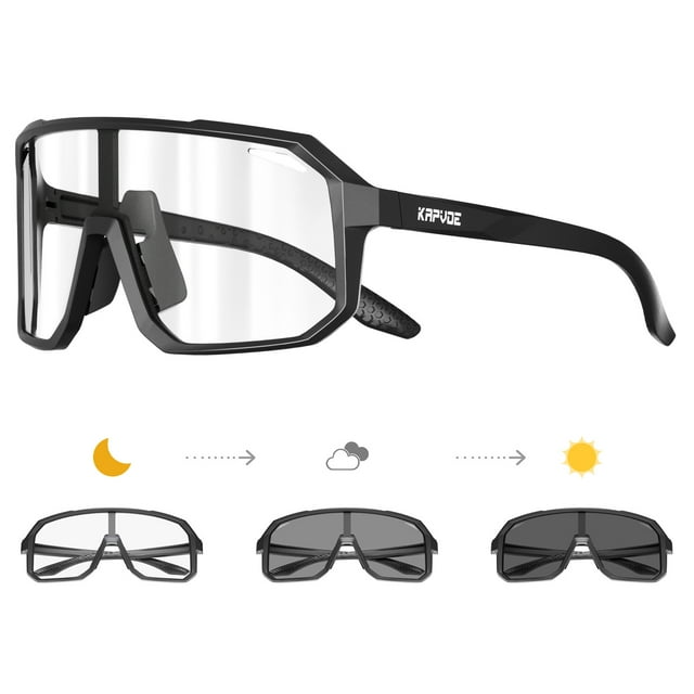 KAPVOE Photochromic Cycling Sunglasses Sports Mountain Bike Glasses UV protection 400 glasses ...
