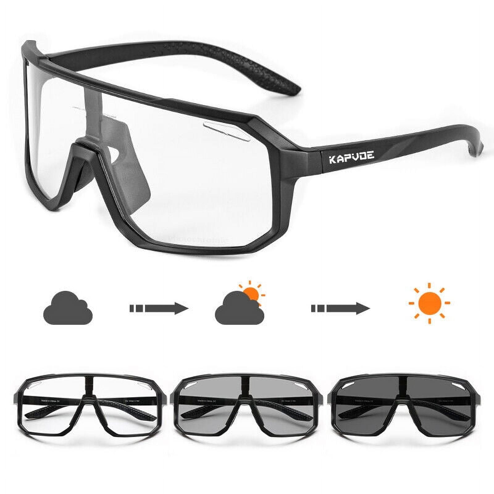 KAPVOE Photochromic Cycling Sunglasses Sports Mountain Bike Glasses UV ...