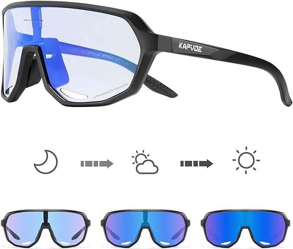 KAPVOE Photochromic Cycling Sunglasses for Men Women Mountain Bike ...