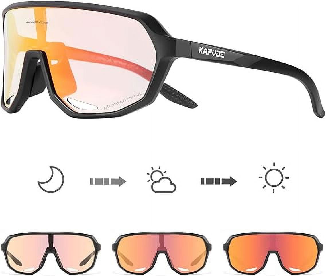 KAPVOE Photochromic Cycling Sunglasses for Men Women Mountain Bike Sunglasses Sports Goggles UV ...