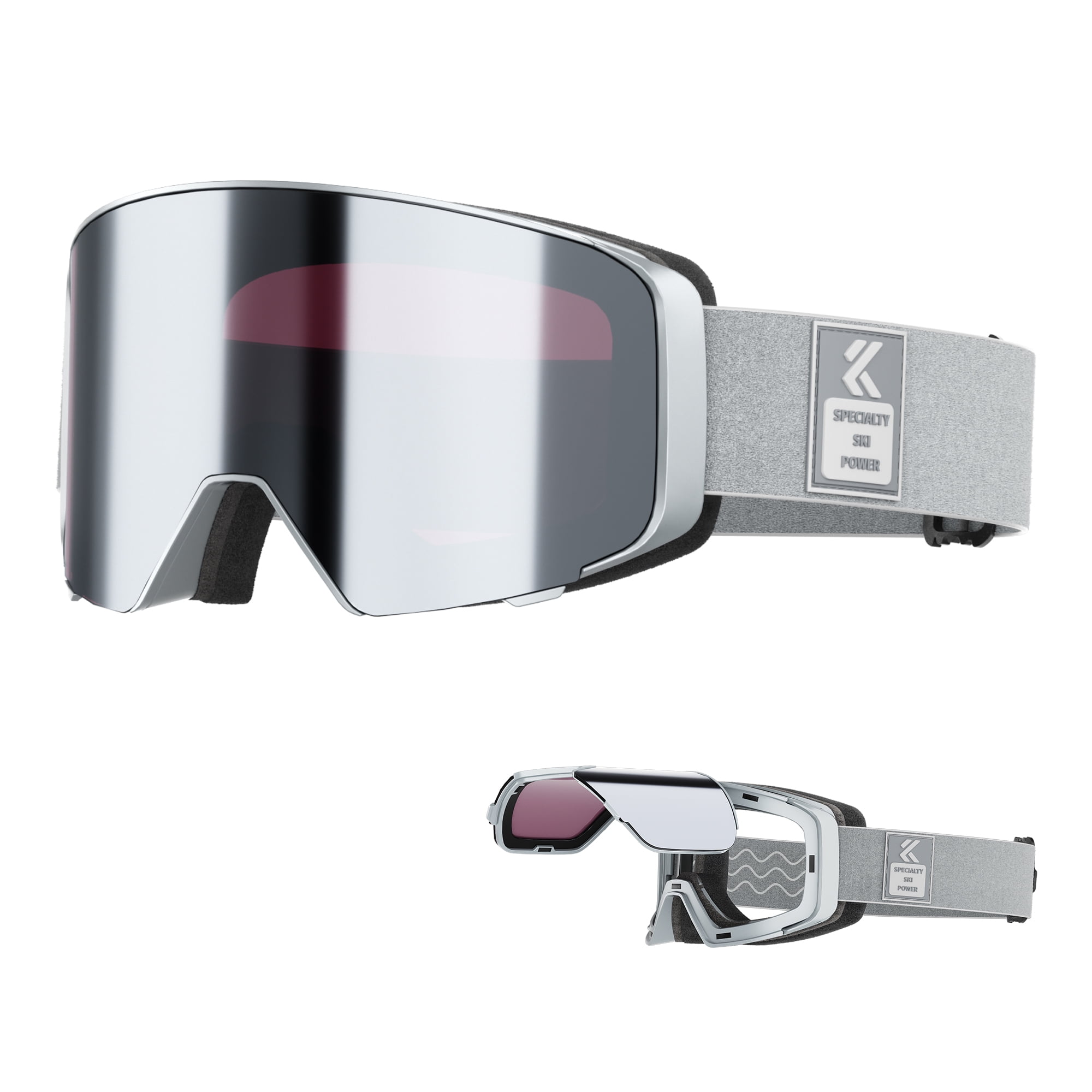 KAPVOE Ski Goggles Photochromic & Color - Anti-fog Magnetic Flip-Up ...