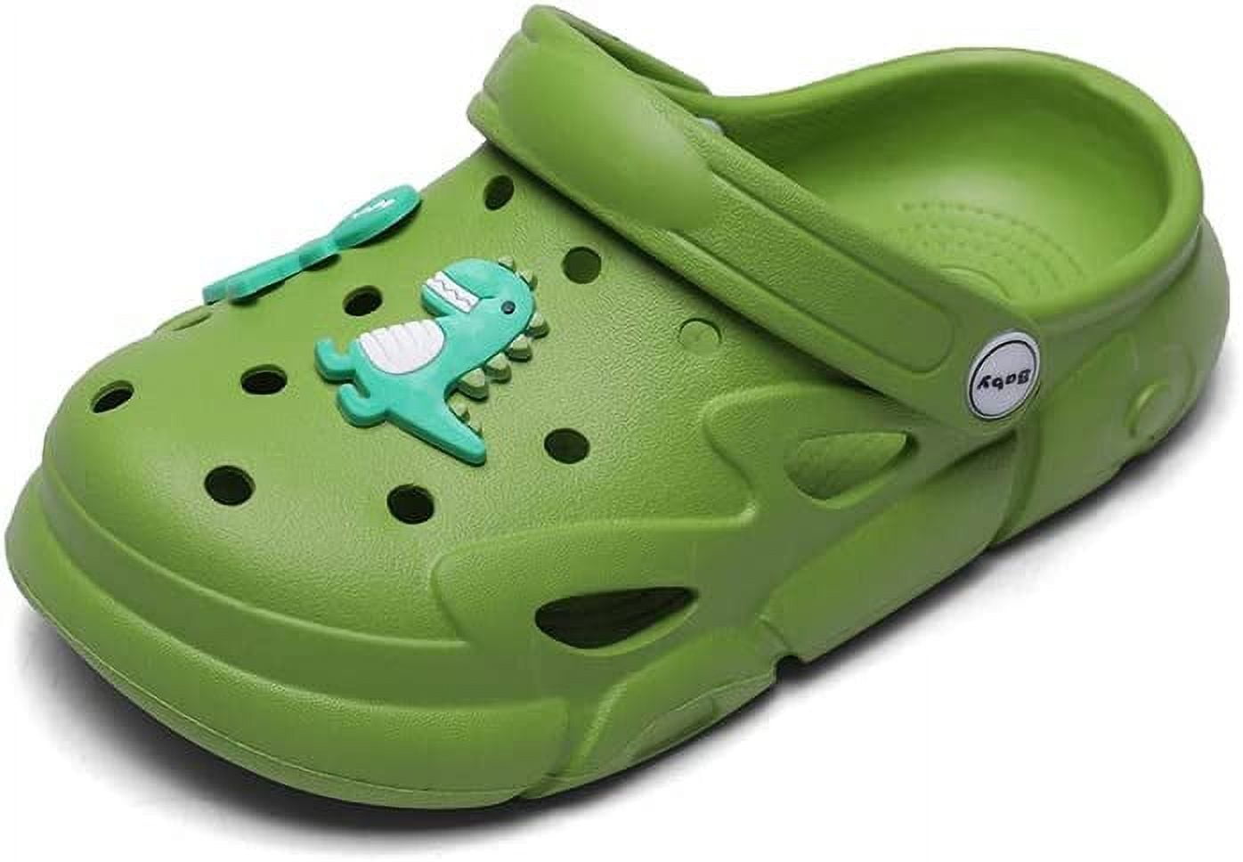 KAQ Kids Classic Clogs for Boys and Girls, Non-Slip Slides Sandals with Cartoon Dinosaur Charms ...