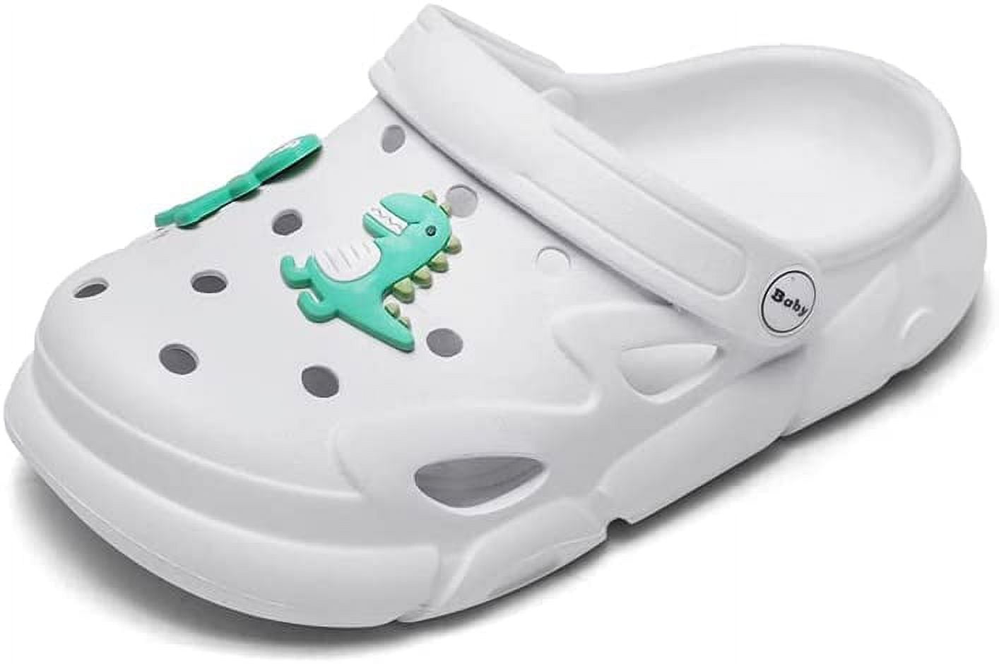KAQ Kids Classic Clogs for Boys and Girls, Non-Slip Slides Sandals with Cartoon Dinosaur Charms ...