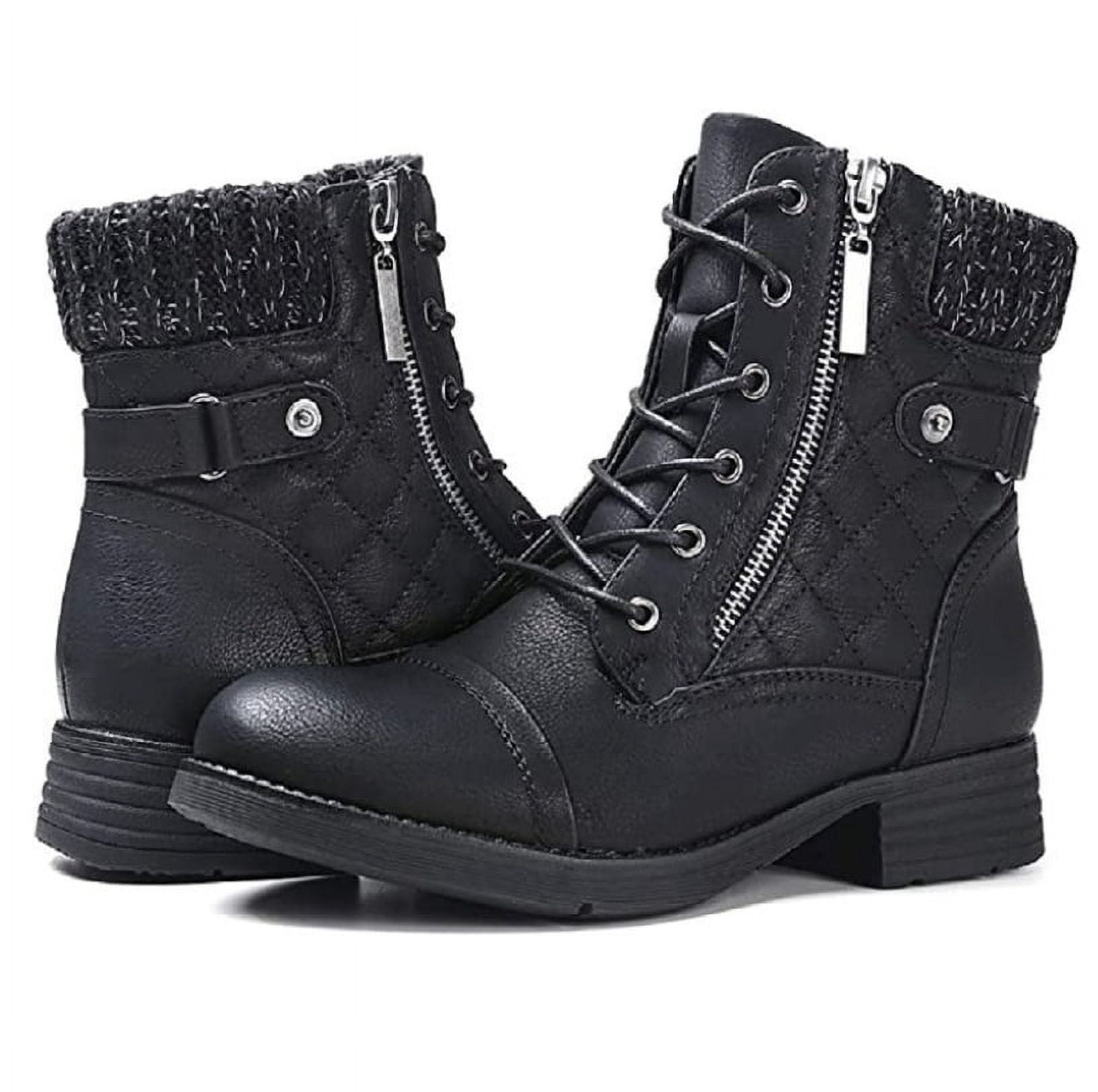 KAQ Women's Combat Boots Lace up Ankle Booties - Walmart.com