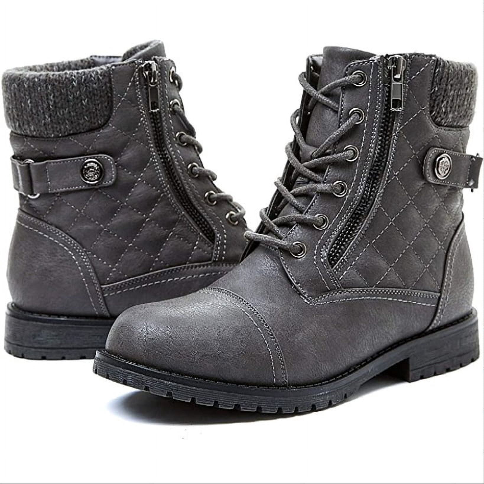 KAQ Women's Combat Boots Lace up Ankle Booties - Walmart.com
